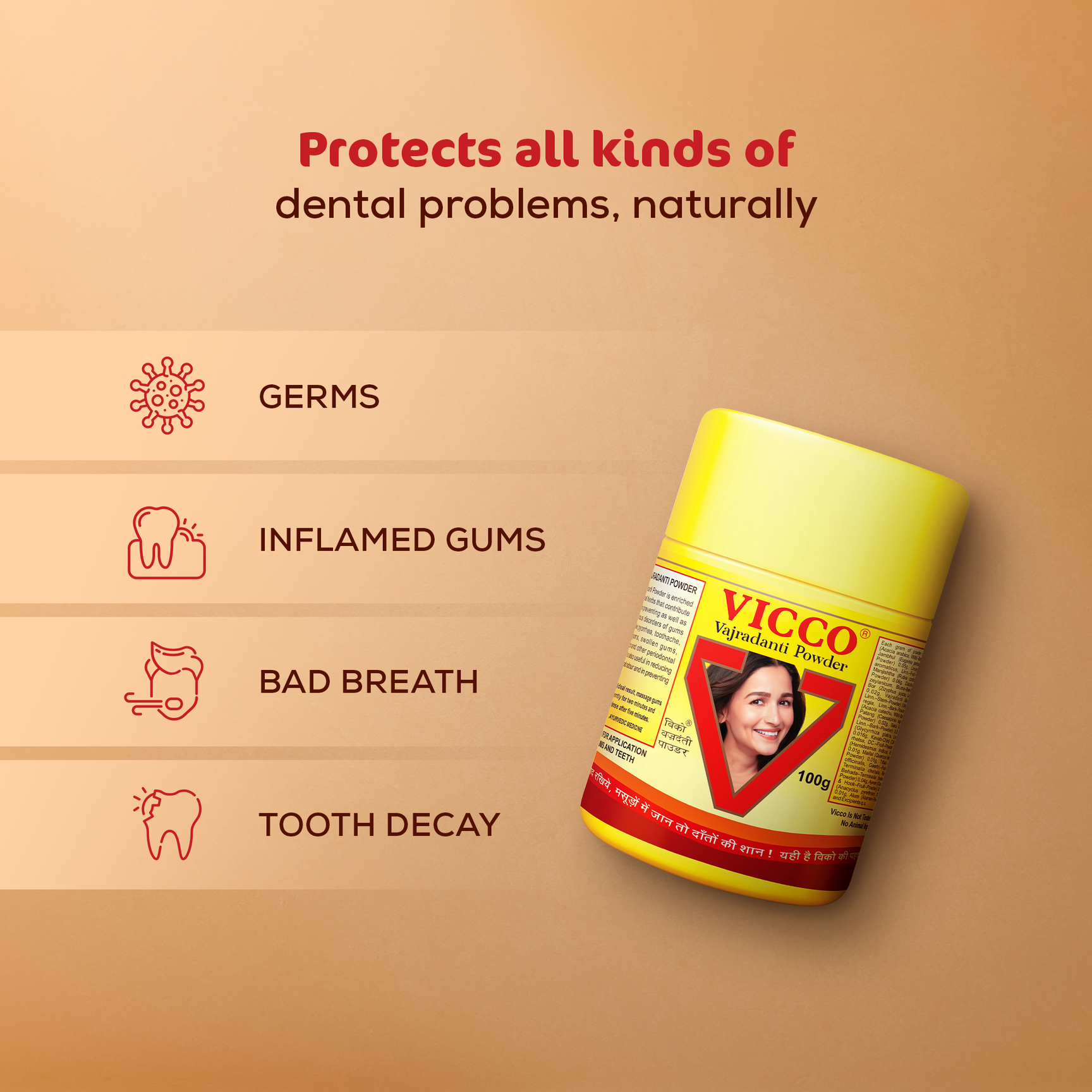 Buy Vicco Vajradanti Tooth Powder 100g | Ayurvedic Dental Care Powder ...